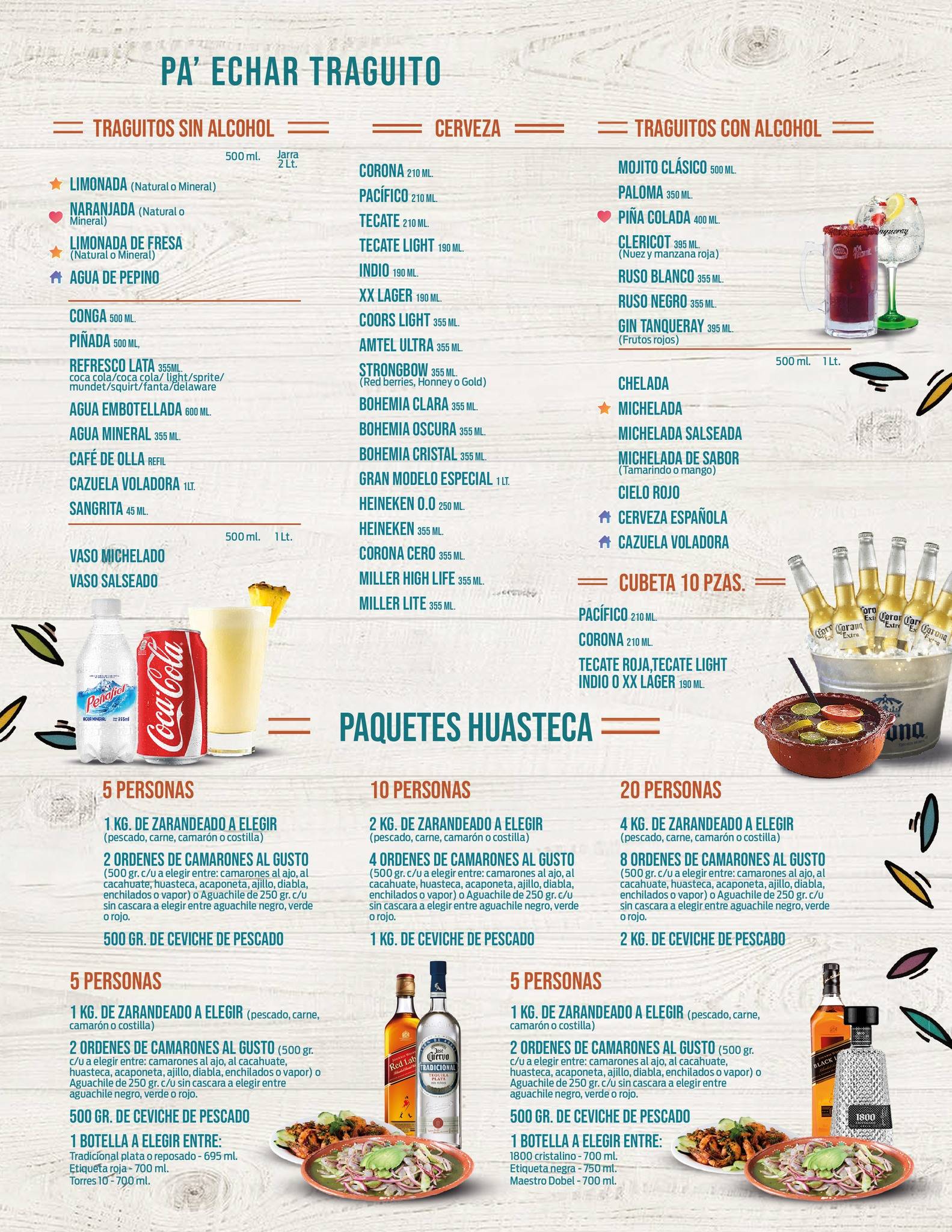Carta del restaurante Huasteca Tepic, Tepic