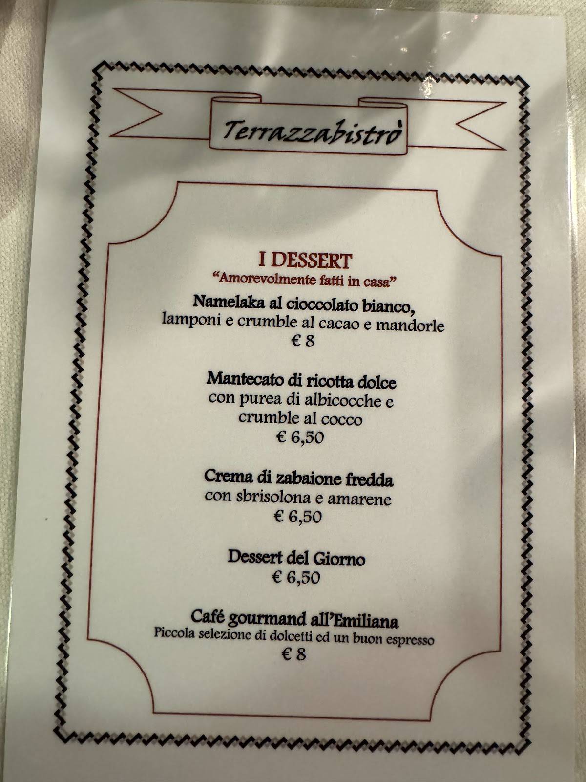 Speisekarte von I Tre Tenori @ bianello Restaurant, Terrazzabistrò ...
