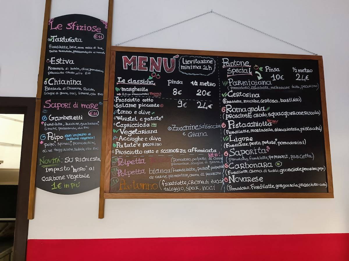 Menu da Il Pantone della pizza ristorante, Novi Ligure