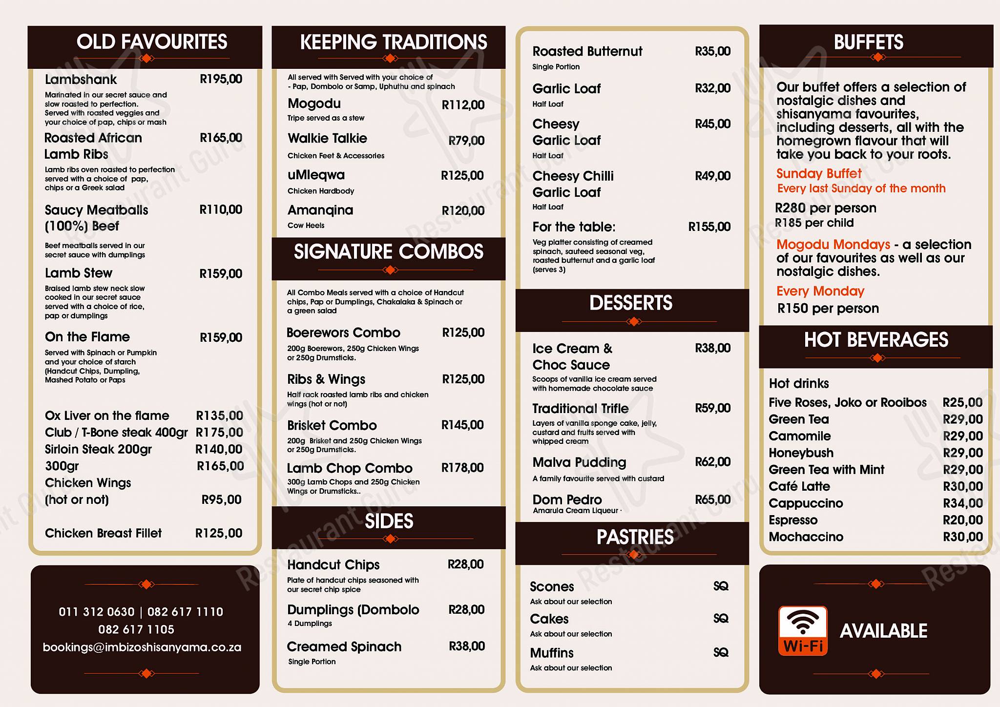 Menu at Imbizo Shisanyama @ Mall of Thembisa restaurant, Tembisa
