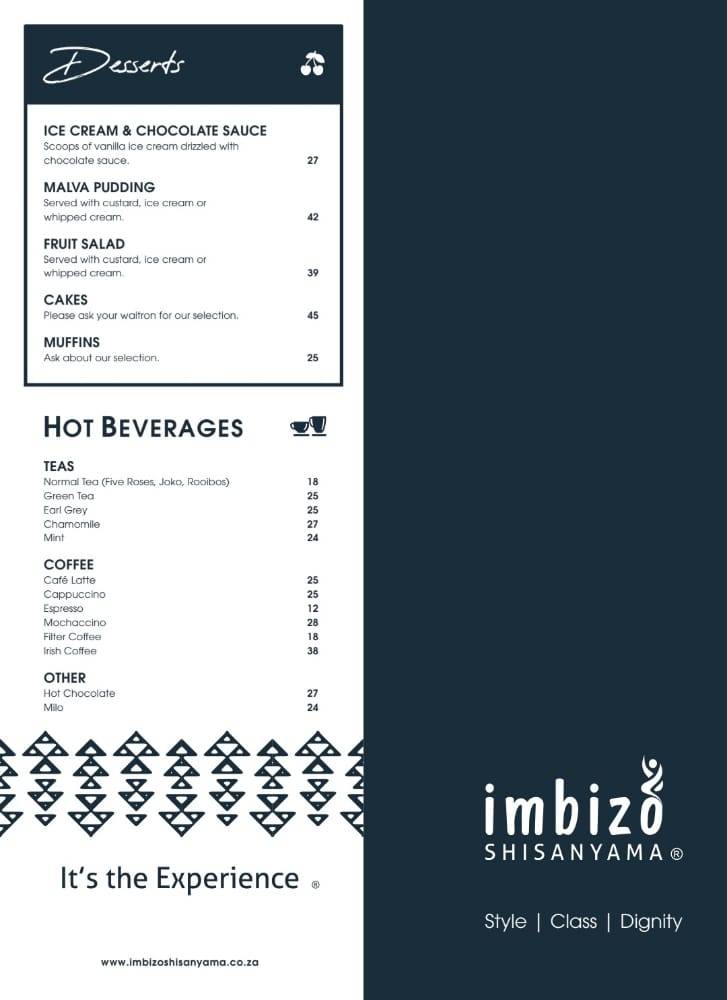 Menu at Imbizo Shisanyama @ Mall of Thembisa restaurant, Tembisa