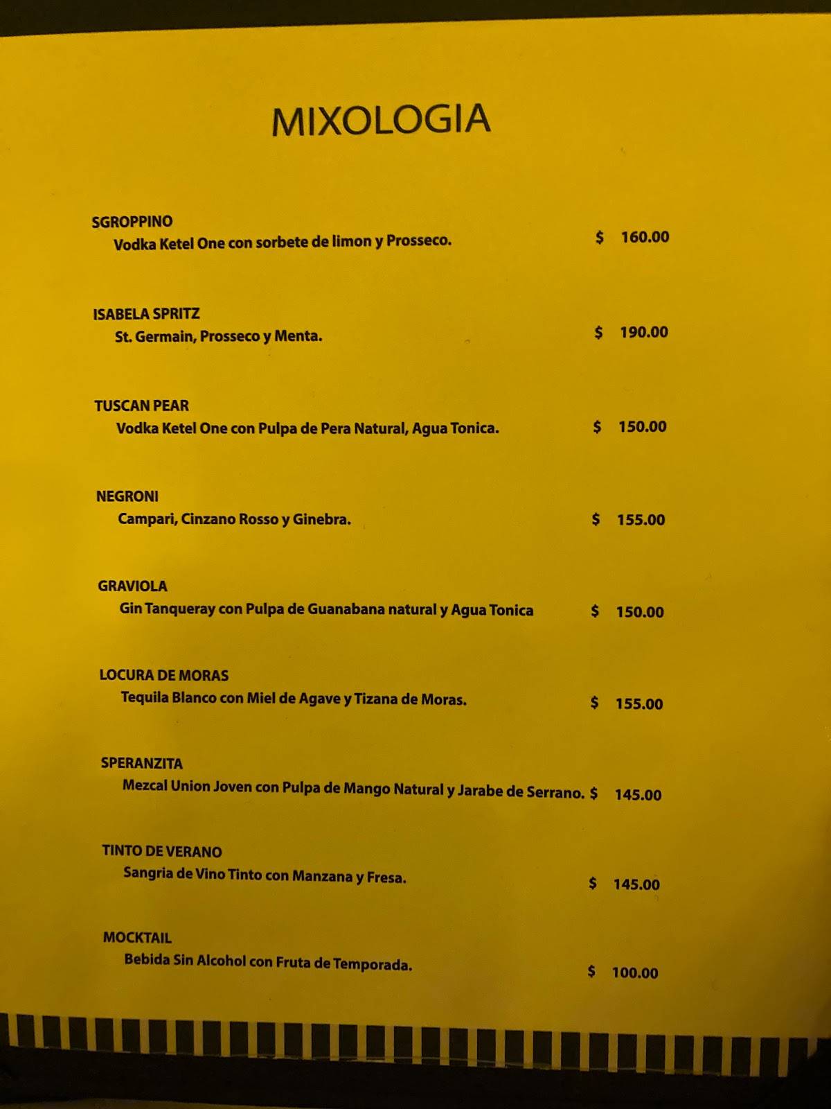 Carta del restaurante Isabela MX, Zapopan