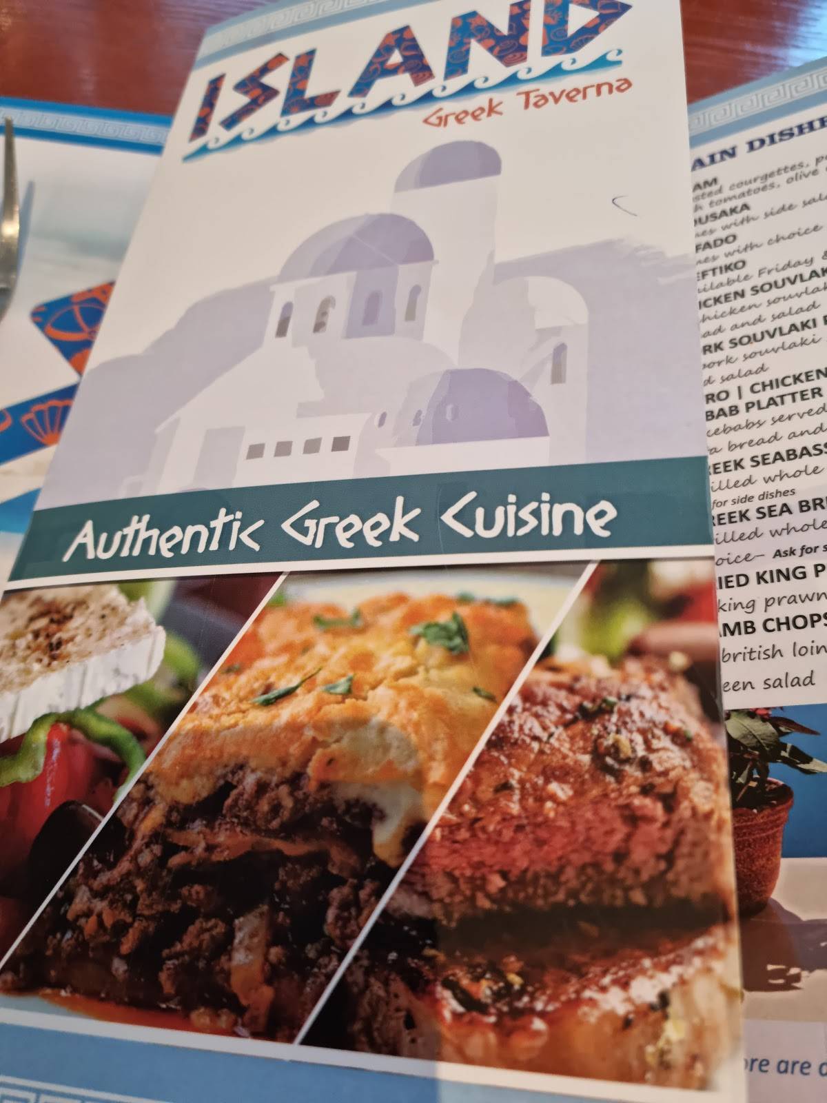 Menu at Island restaurant, Worcester