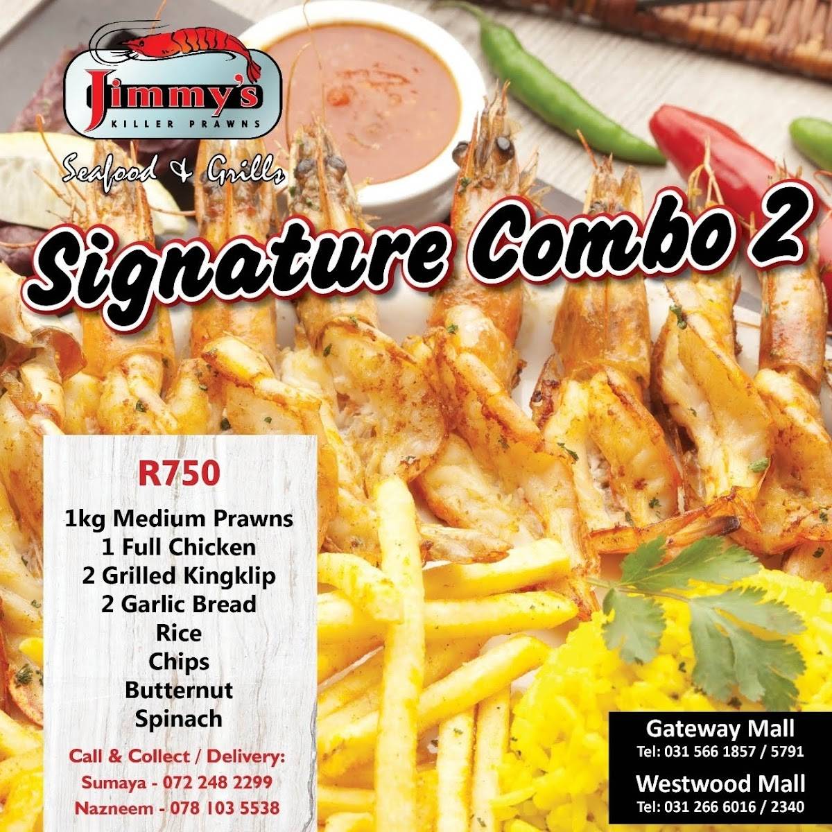 Menu at Jimmy's Killer Prawns Westwood restaurant, Durban, Shop L45