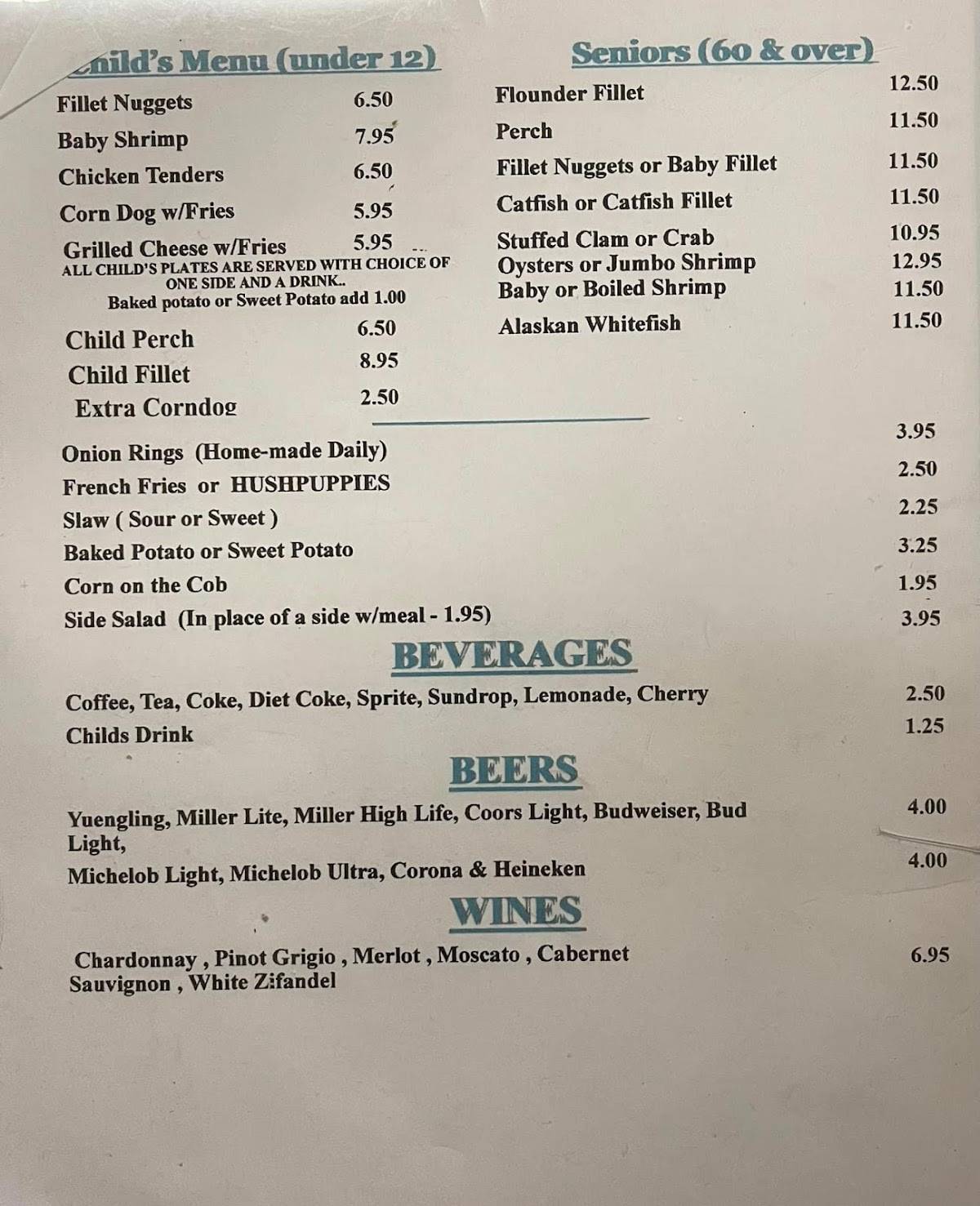 Menu at Jones Fish Camp restaurant, Denver, NC-16