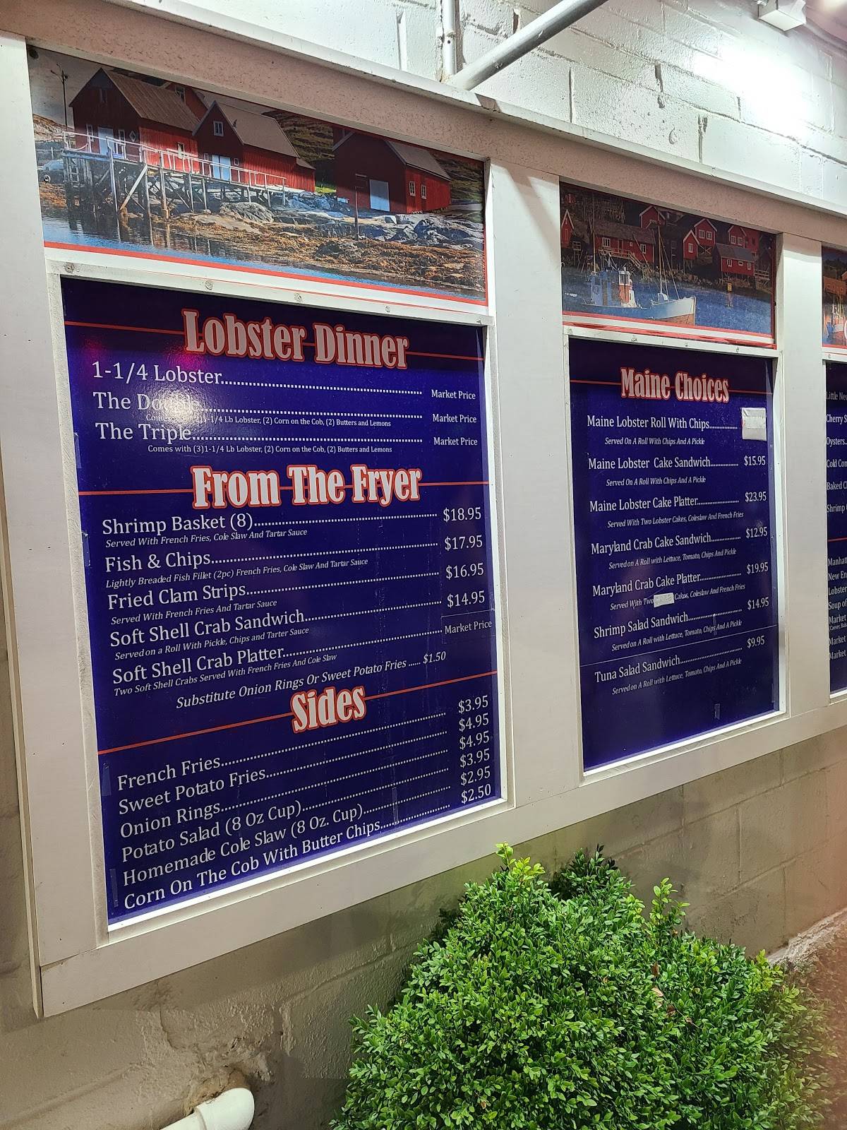 Menu at Jordan Lobster Farms restaurant, Island Park