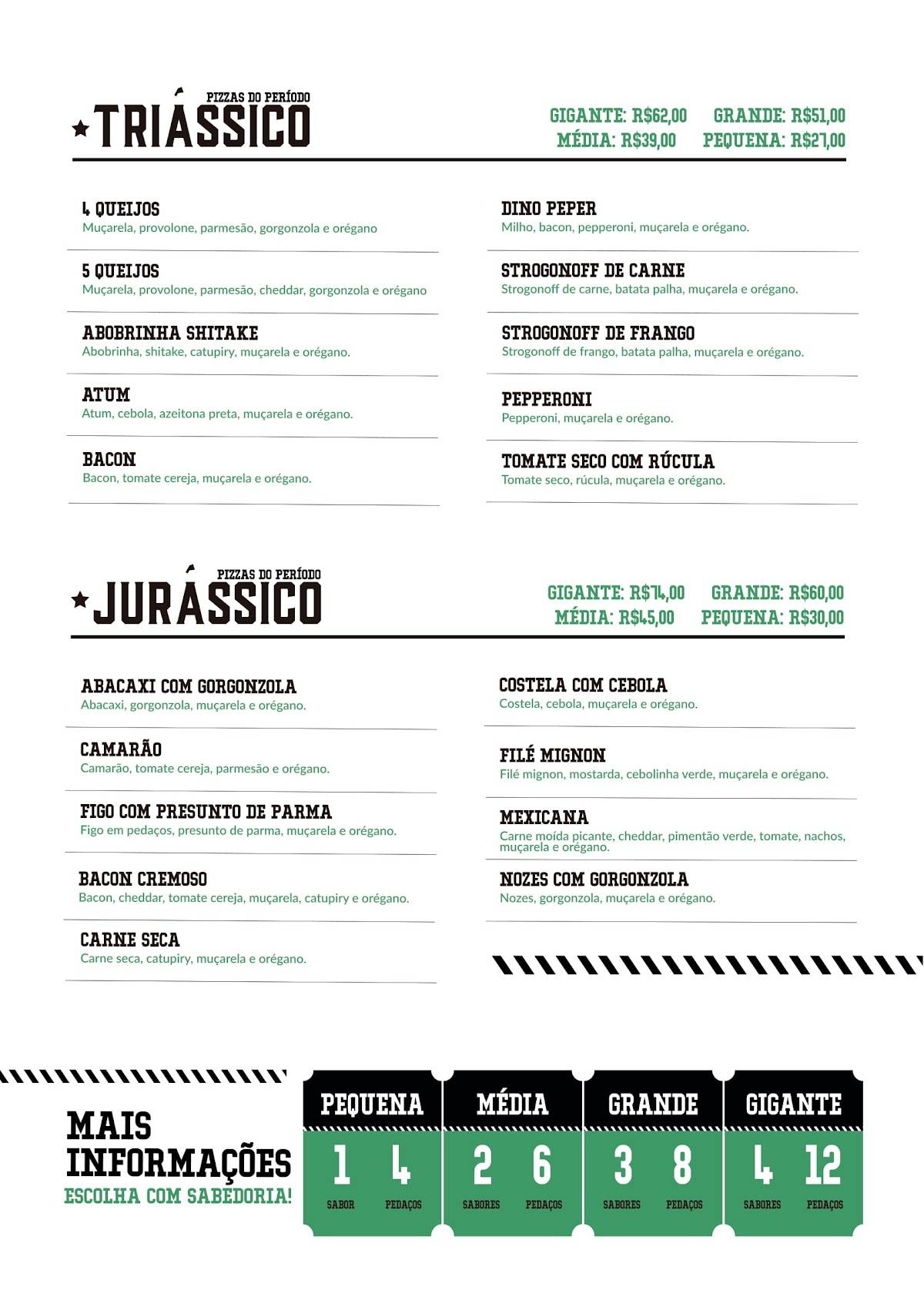 Menu em Jurassic Pizza restaurante, Foz do Iguaçu