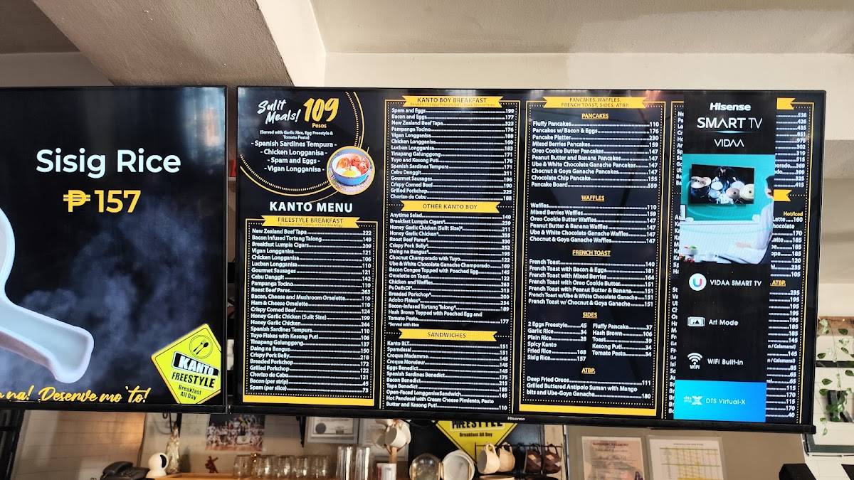 Menu at Kanto Freestyle Breakfast restaurant, Makati