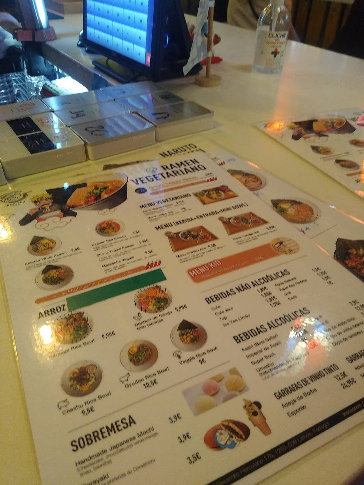 Menu em Kapitan Ramen (Marquês de Pombal) restaurante, Lisboa