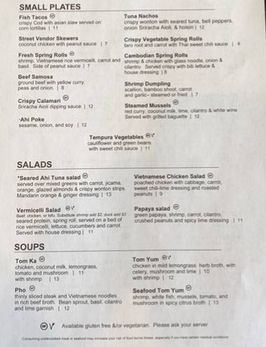 Menu at Keo restaurant, Tulsa, S Peoria Ave
