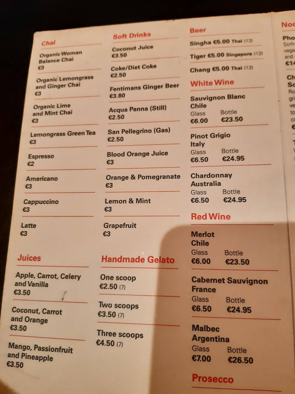 Menu at Khao Asian Street Food restaurant, Killarney