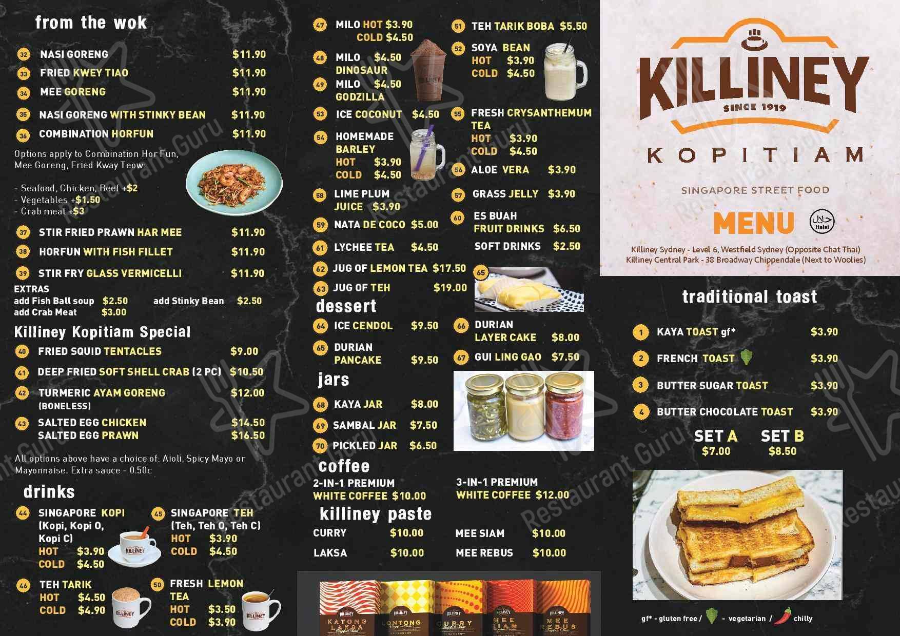 Menu at Killiney Kopitiam Westfield Sydney restaurant, Sydney, Level 6/ ...