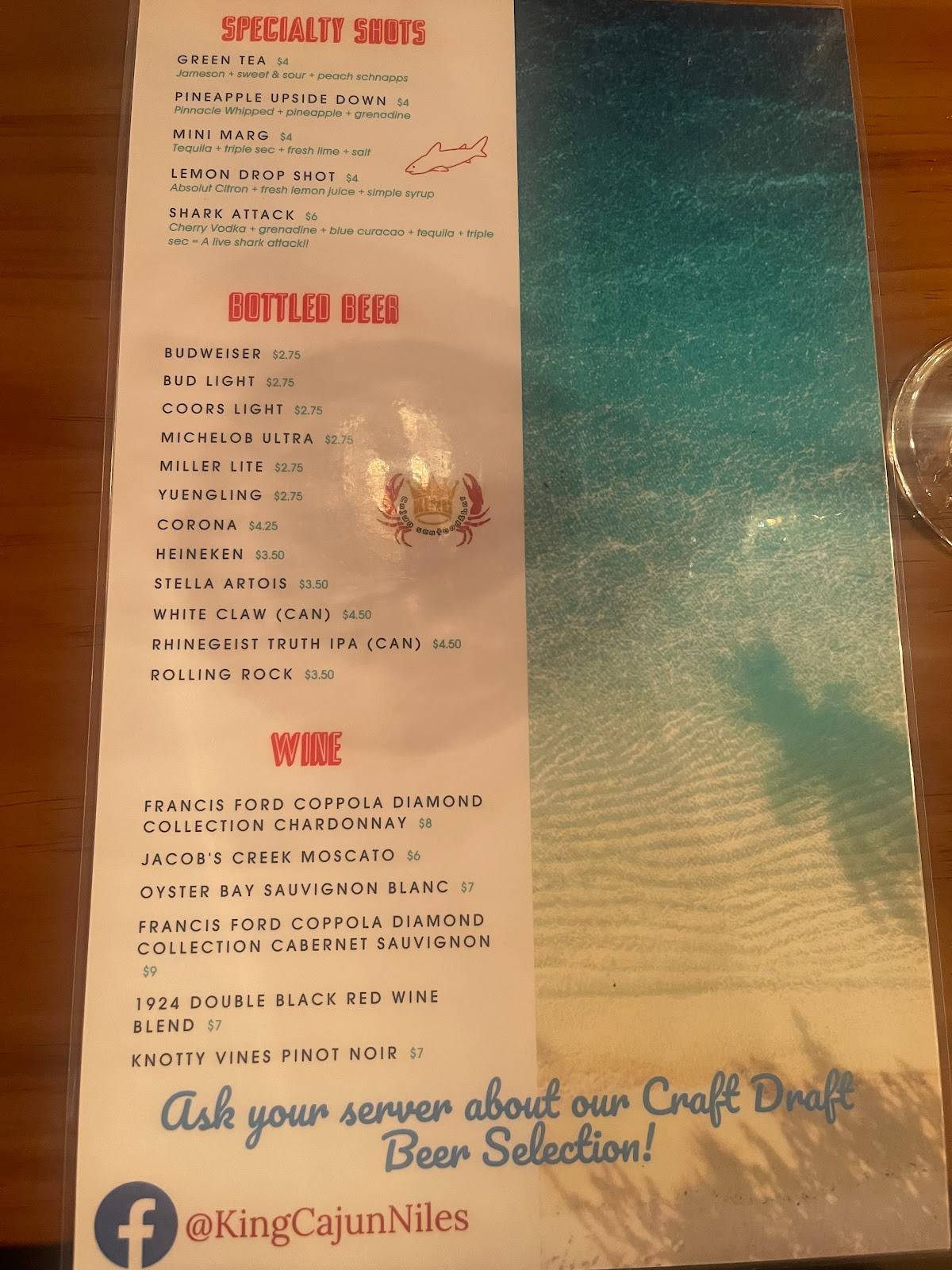 Menu at King Cajun Seafood & Bar, Niles