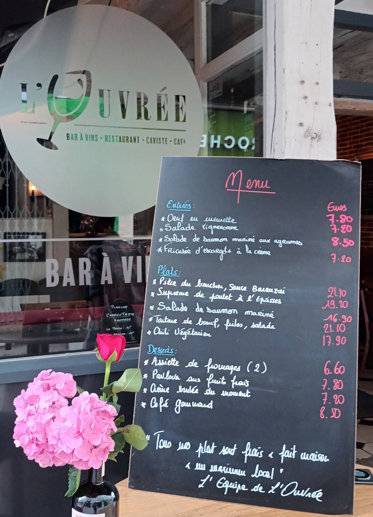 Menu au L'ouvrée restaurant, Château-Thierry