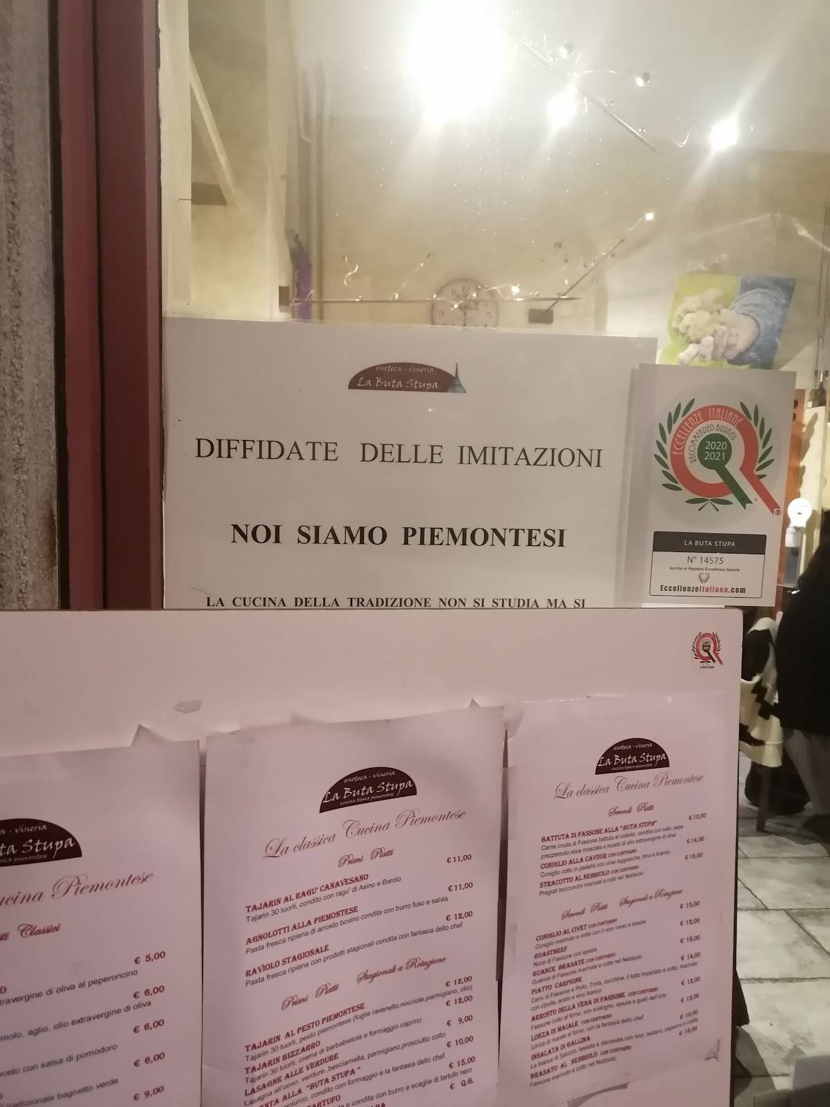 Menu da La Buta Stupa ristorante, Torino