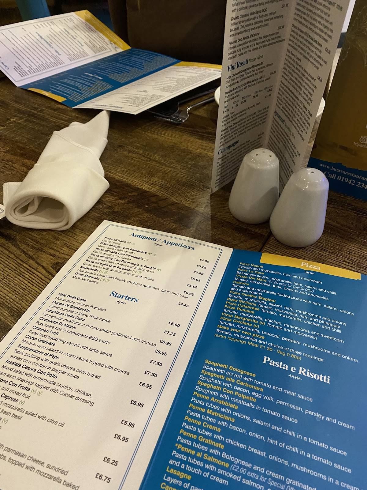 Menu at La Cava Restaurant, Wigan, 174 Wigan Rd