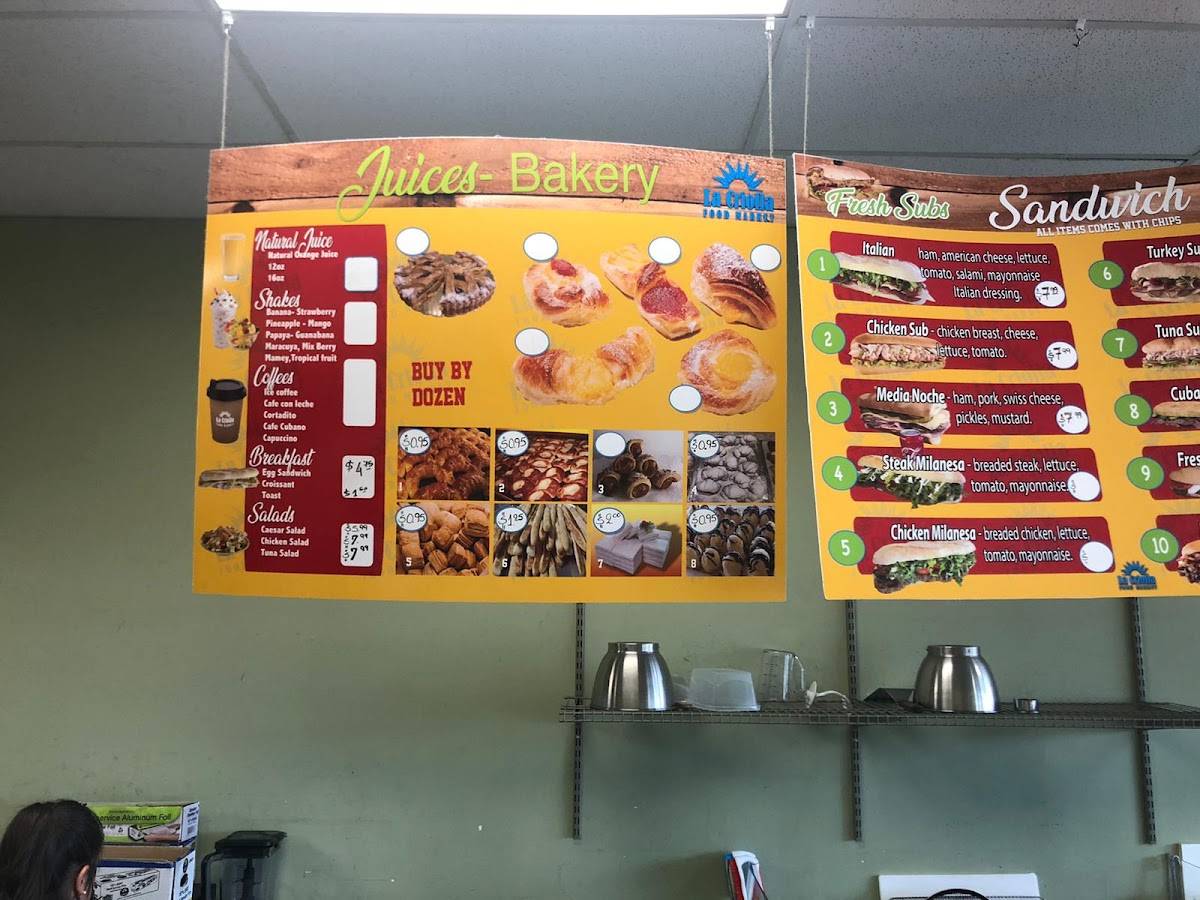 Menu at La Criolla Food Market, North Miami Beach