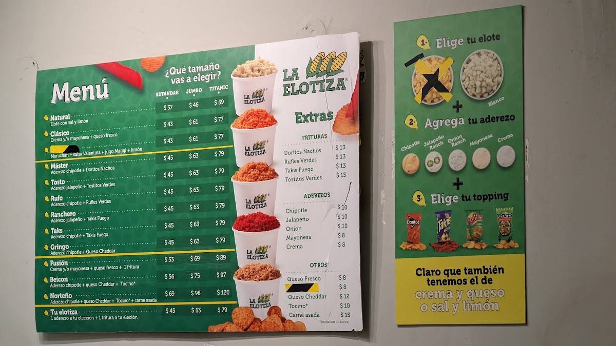 Carta del restaurante Esquites y Elotes Preparados - La Elotiza ...