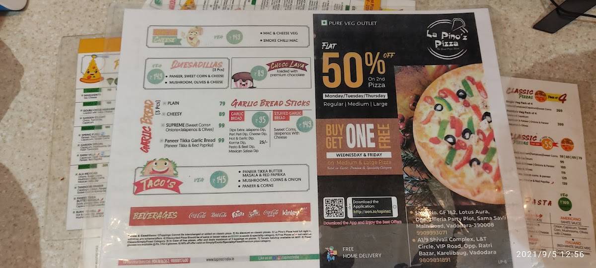 Menu at La Pino'z Pizza, Ajmer