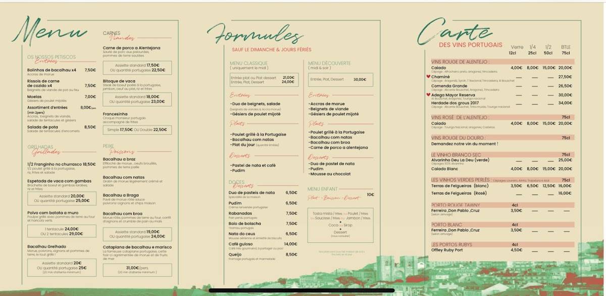Menu au Restaurant La Porte Royale, La Rochelle