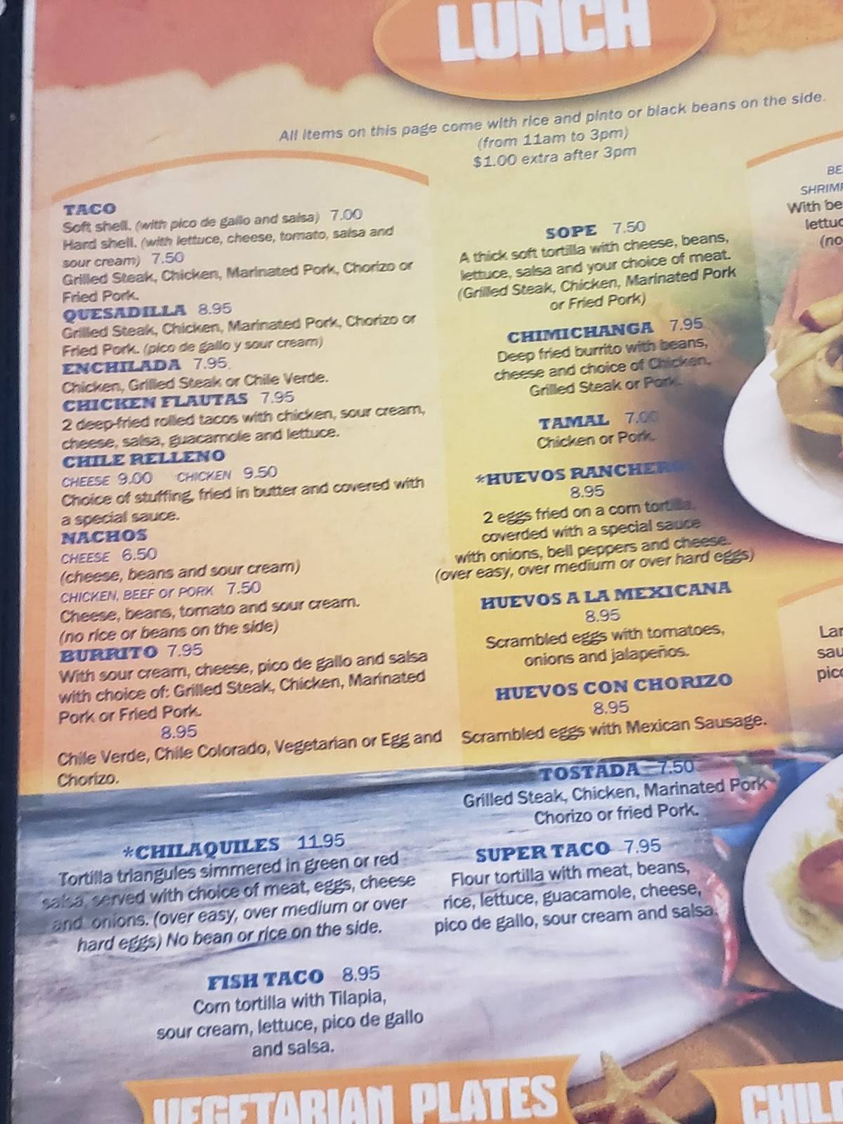 Menu at La Roca Mexican Restaurant, Newport