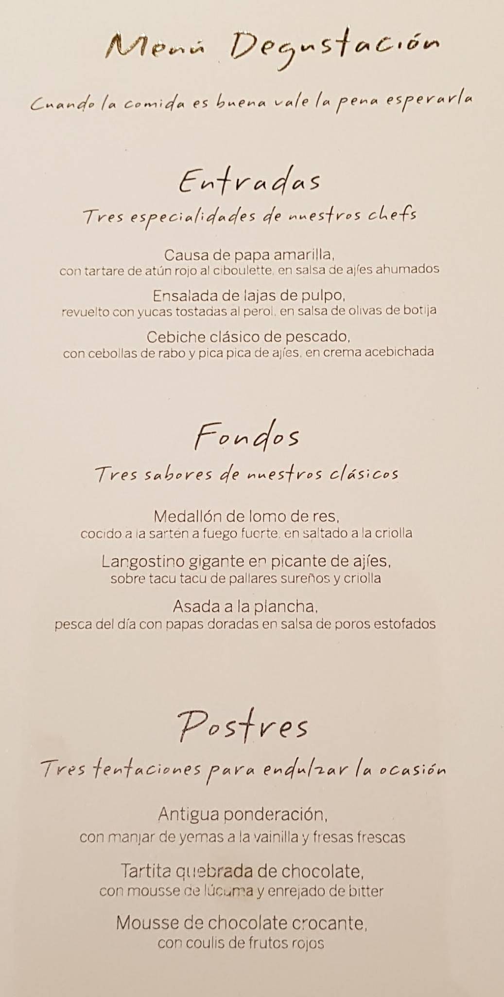 Carta de La Rosa Nautica Restaurante, Miraflores, Espigón Miraflores