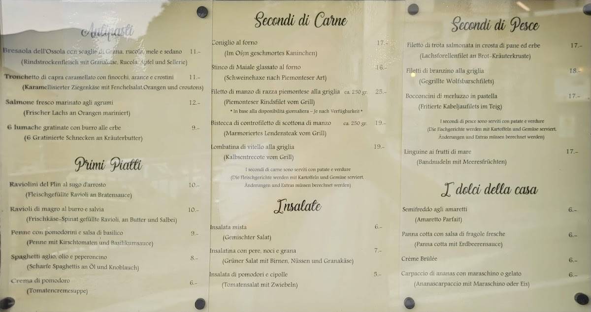 Menu at Ristorante Amantes, Cannero Riviera