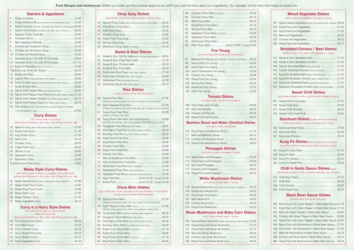 Menu at Lai Ying Court restaurant, King's Lynn
