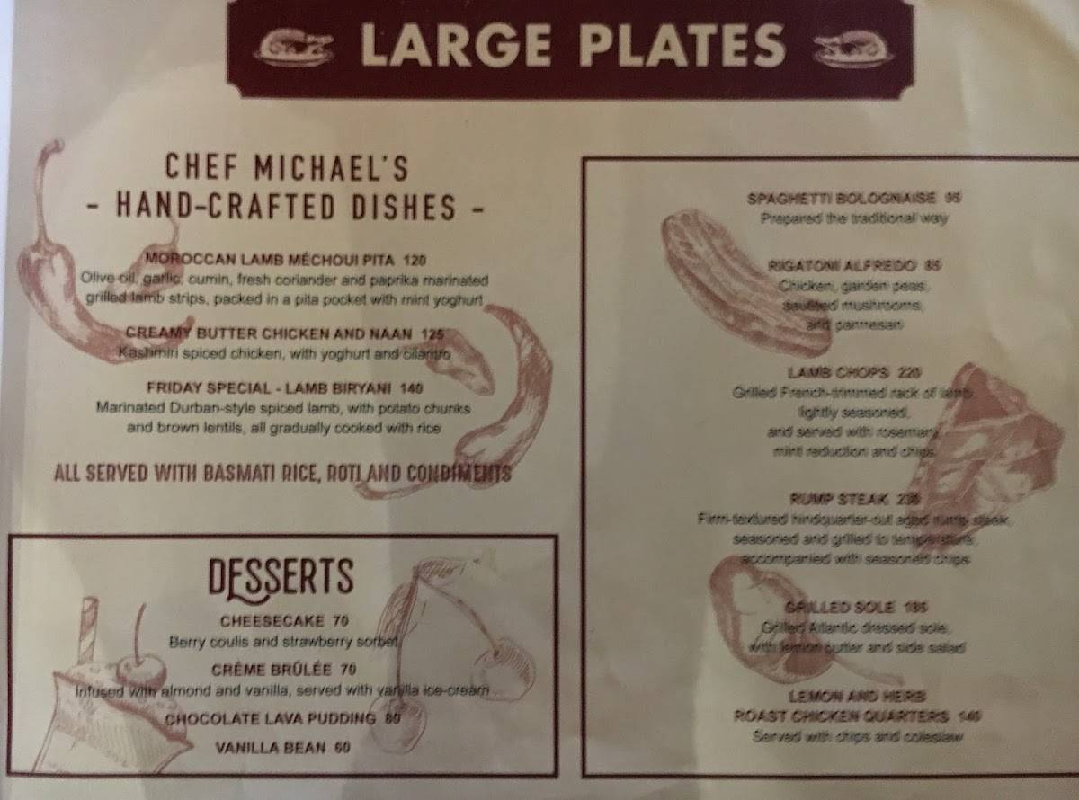 Menu at Lakeview Restaurant - Drakensberg Sun, Cathkin Park