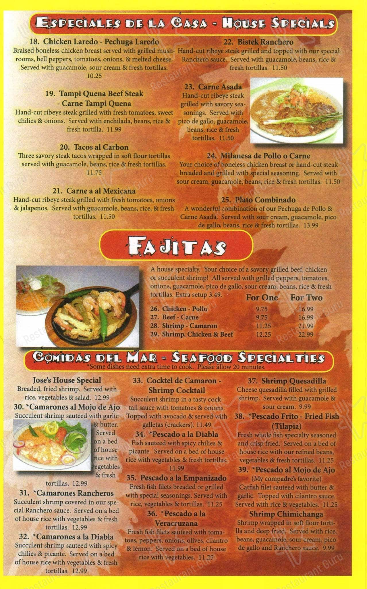 Menu at Las Palmas restaurant, Springdale, E Henri De Tonti Blvd