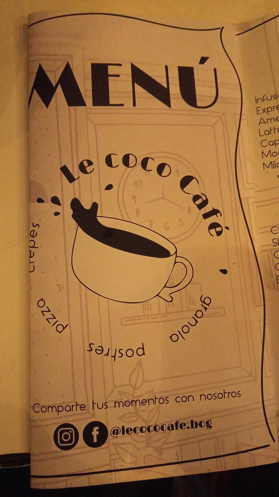 Carta de Le Coco Café - Chapinero, Bogotá