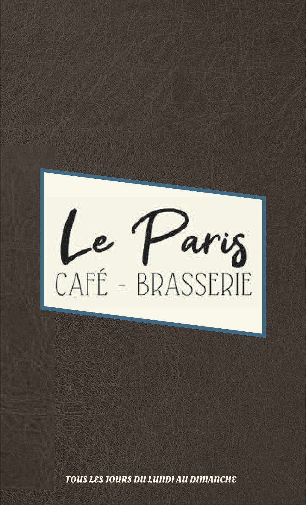 Menu au Le Paris restaurant, Cambrai