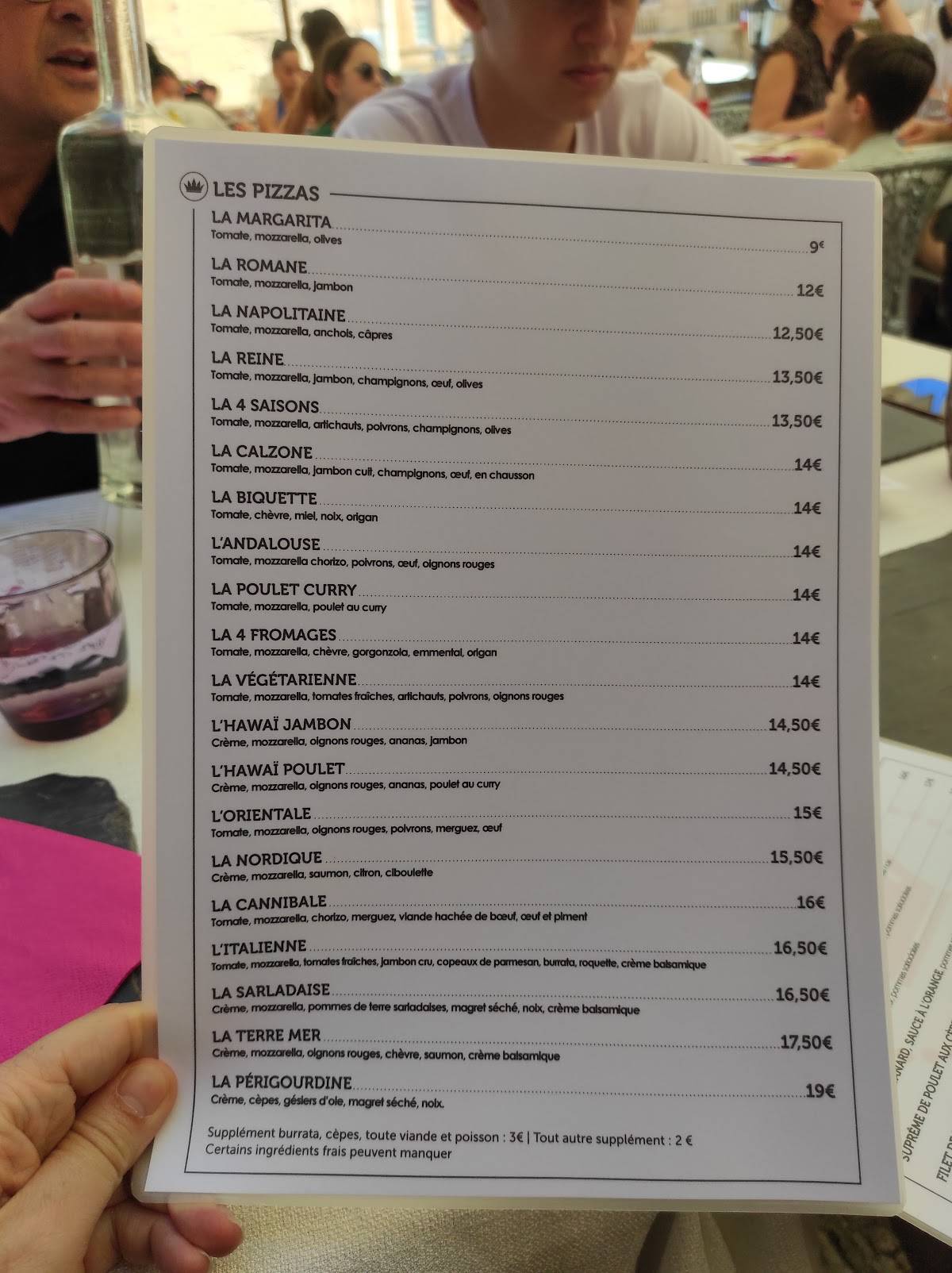 Menu au Le Régent restaurant, Sarlat-la-Canéda