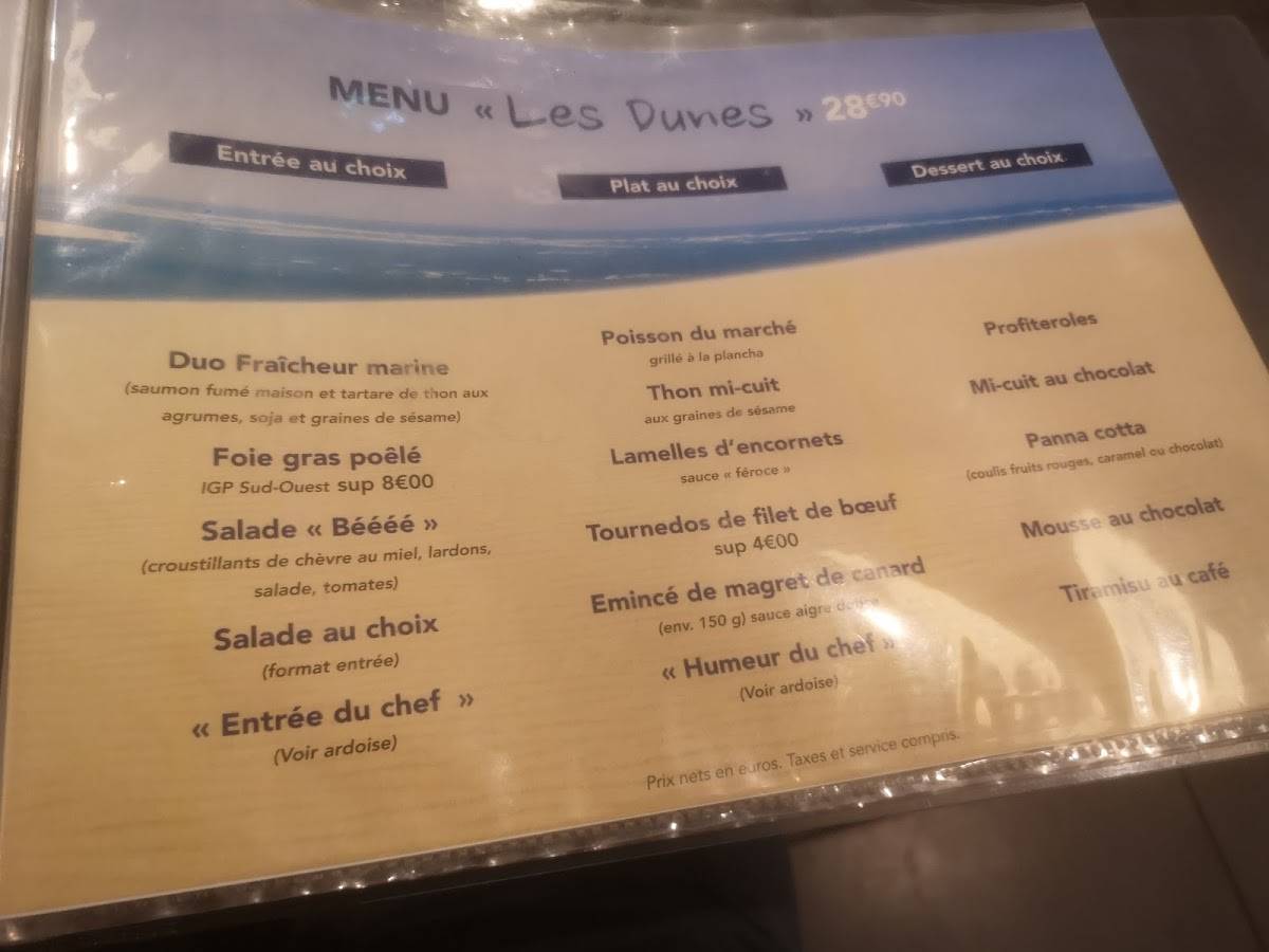 Menu au RESTAURANT LES DUNES, Castres