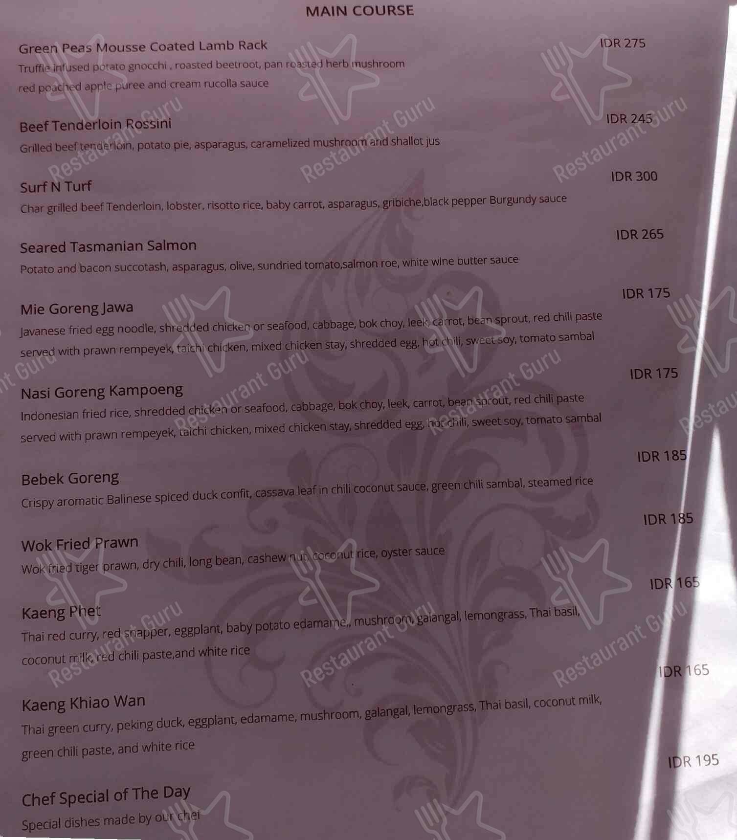 Menu at Lesung Restaurant, Ubud, Jl. Sutewa