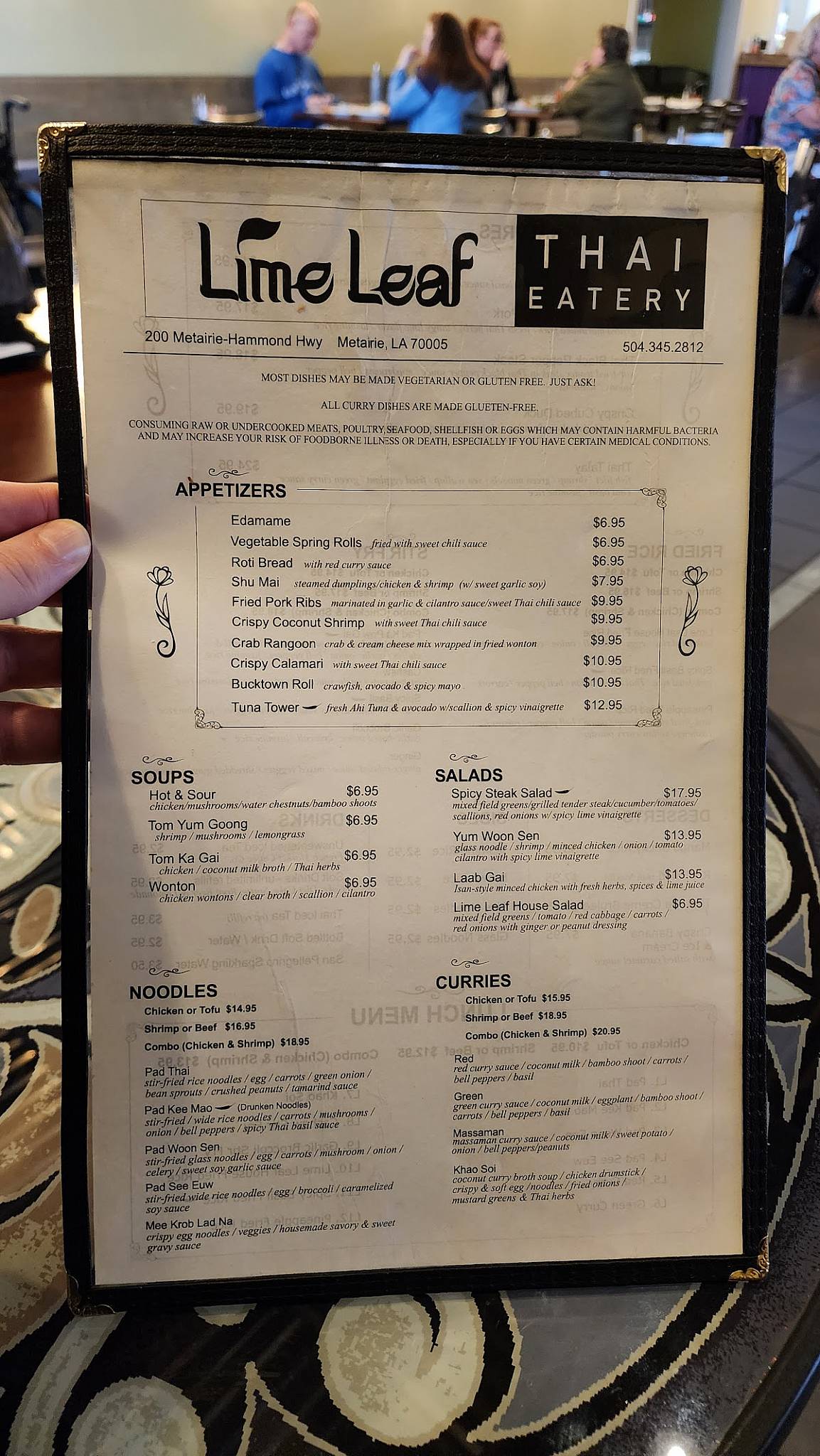 Menu at Lime Leaf Thai Eatery restaurant, Metairie