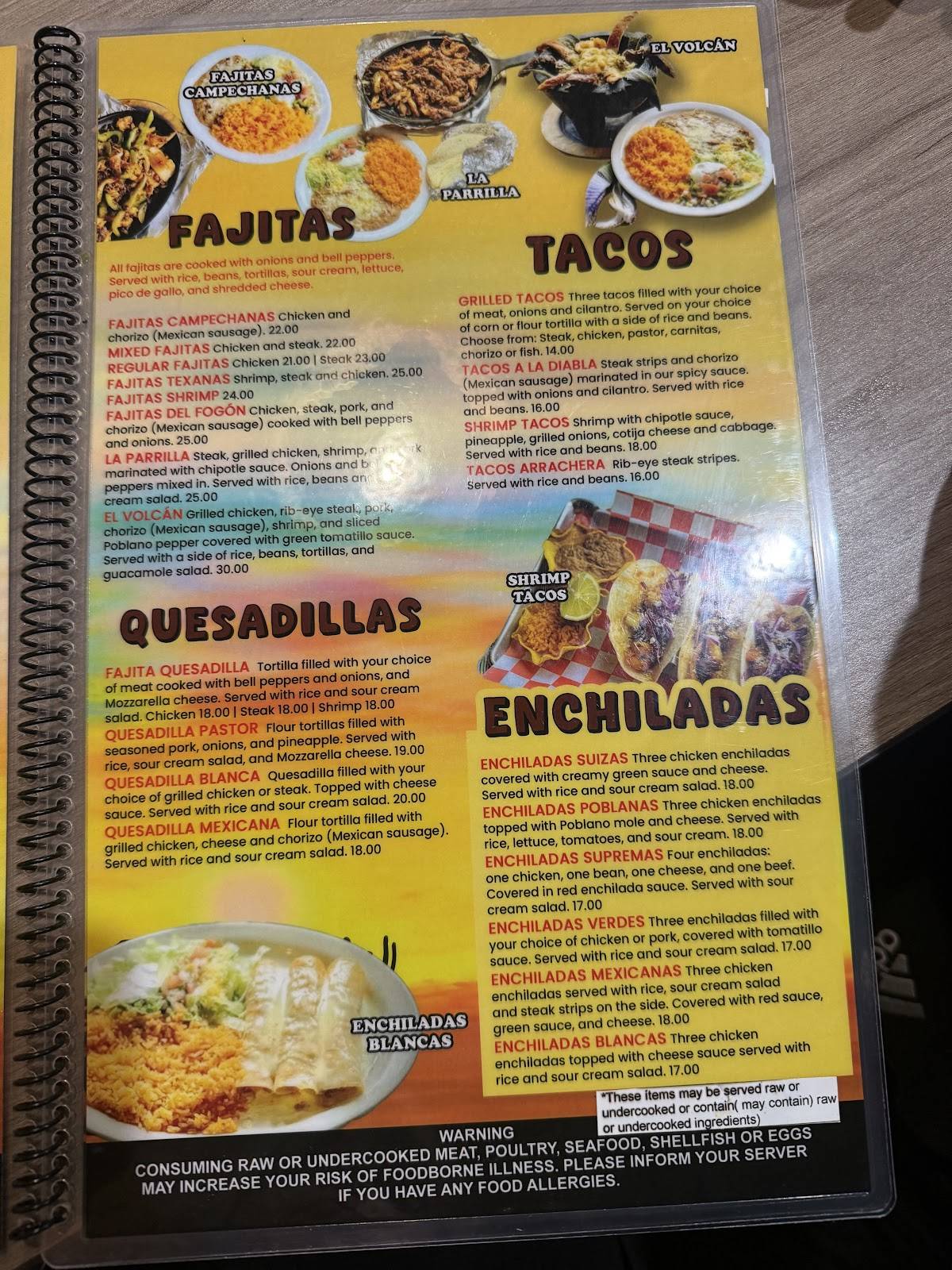 Menu at Los Nuevos Charros Mexican Restaurant, Sunset Beach