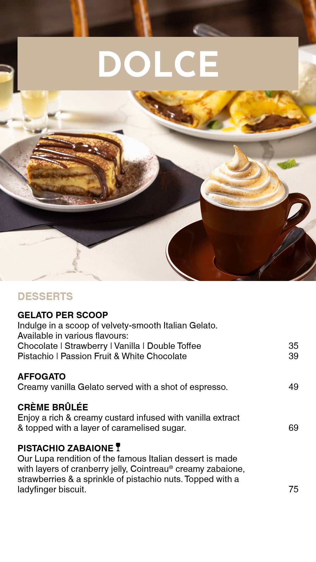 Menu at Lupa Osteria Lynnwood Bridge restaurant, Pretoria, and