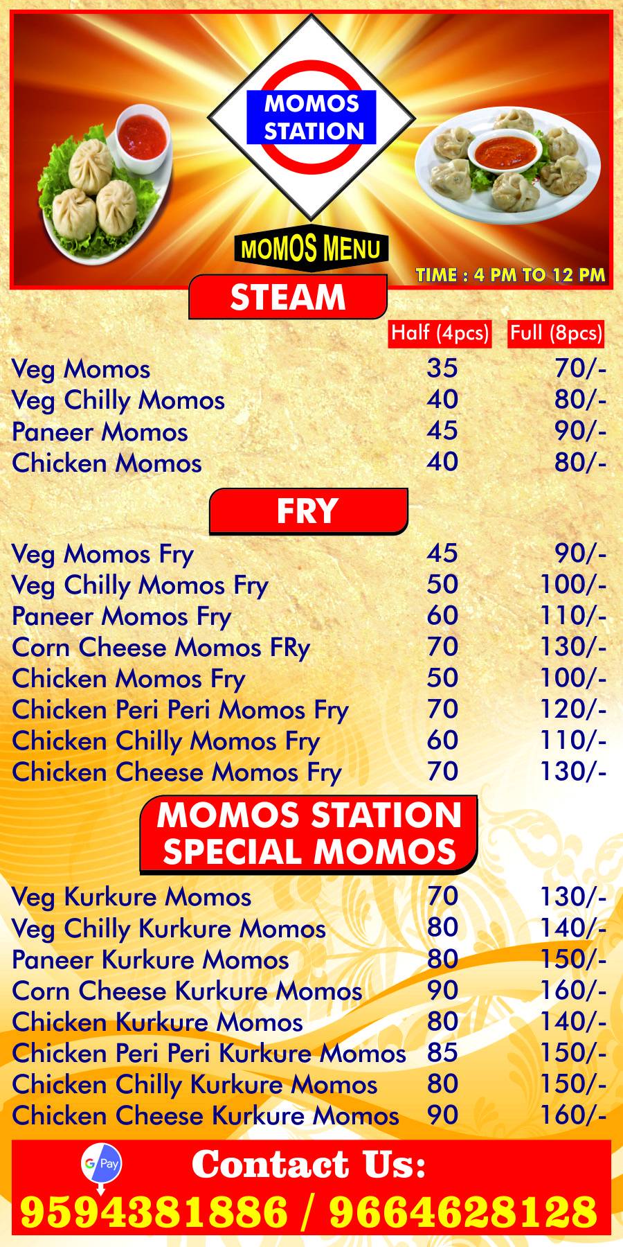 Menu at MOMOS STATION, Mumbai, PG Rd