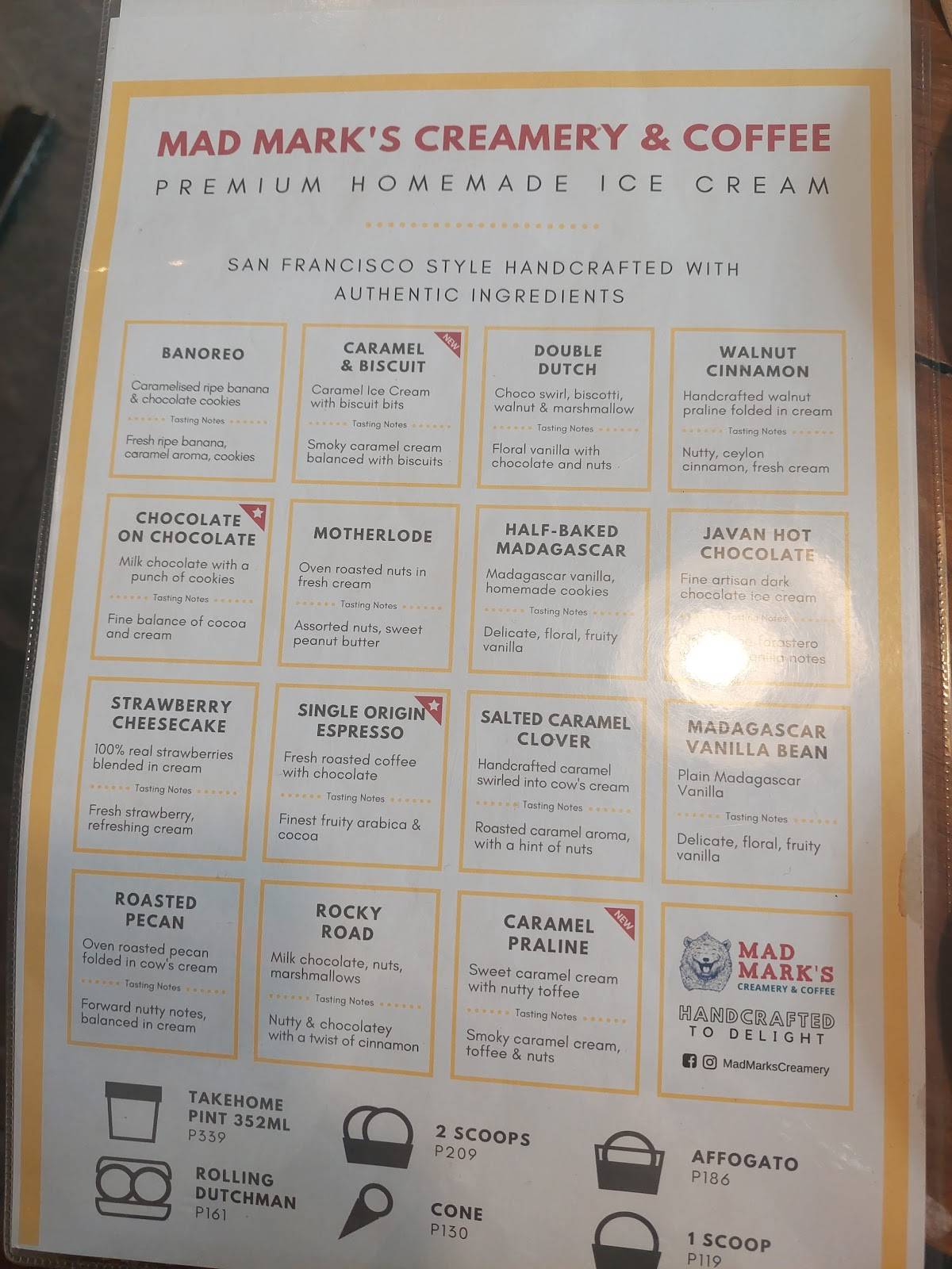 Menu at Mad Mark's Creamery Pioneer Center Pasig City restaurant, Pasig ...