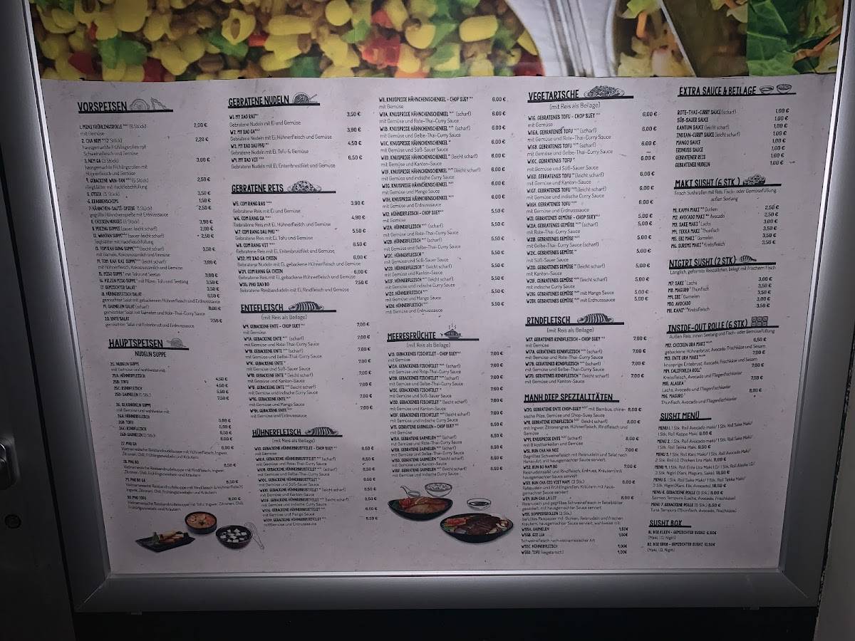 Speisekarte von Mahn Diep Asia Bistro restaurant, Lutherstadt Eisleben