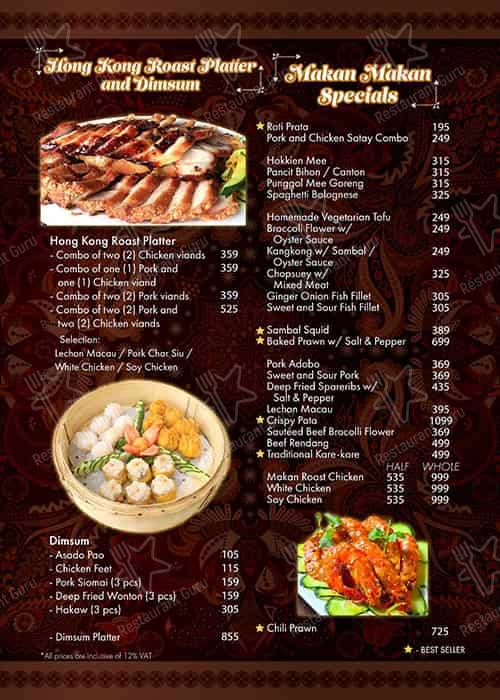 Menu at Makan Makan Asian Food Village restaurant, Manila, L2 Ocean ...