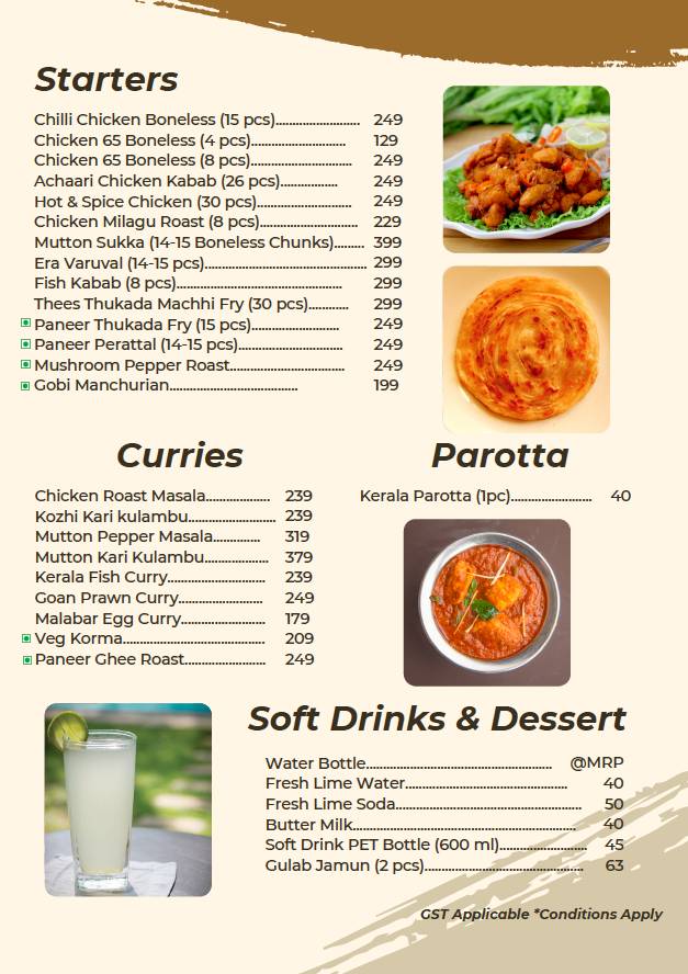 Menu at Mani's Dum Biryani - Thoraipakkam, Chennai