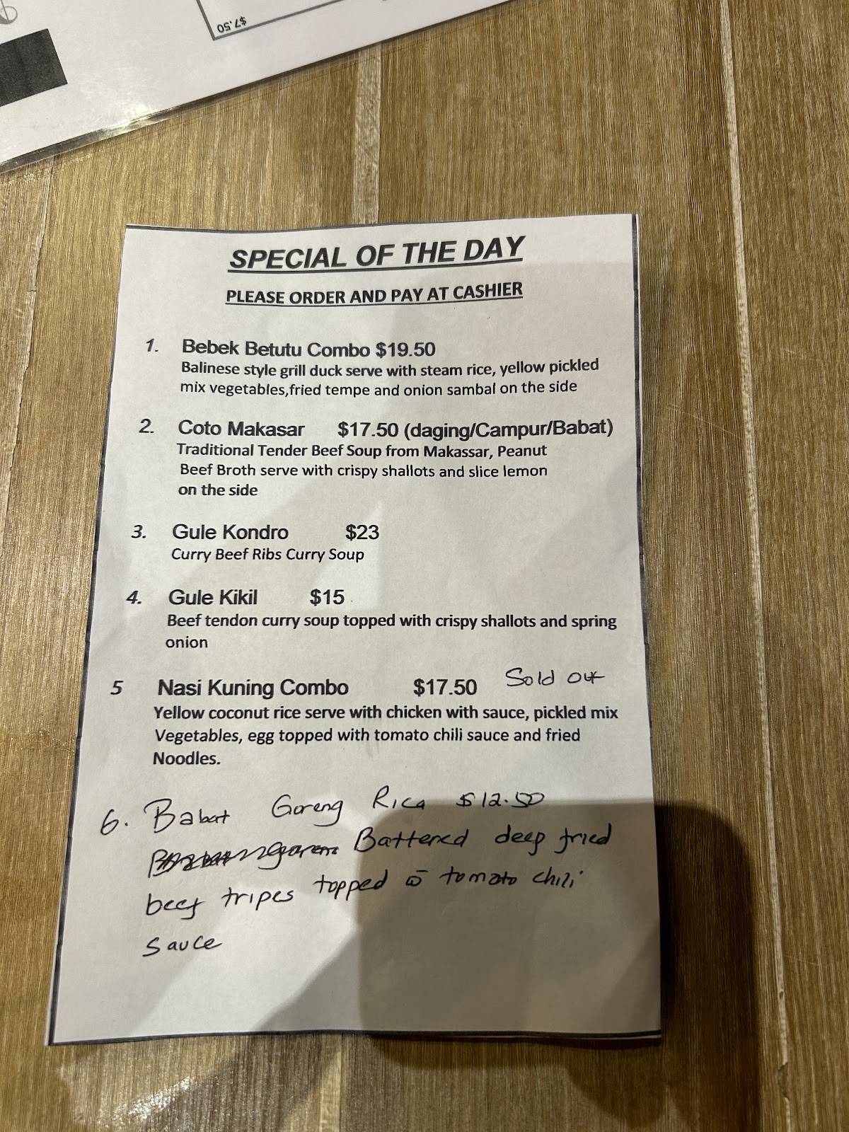 Menu at Manise Cafe, Perth