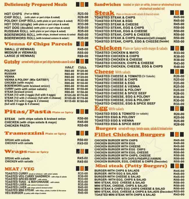 Menu at Mariams Kitchen ForeShore restaurant, Cape Town, 31 Heerengracht St