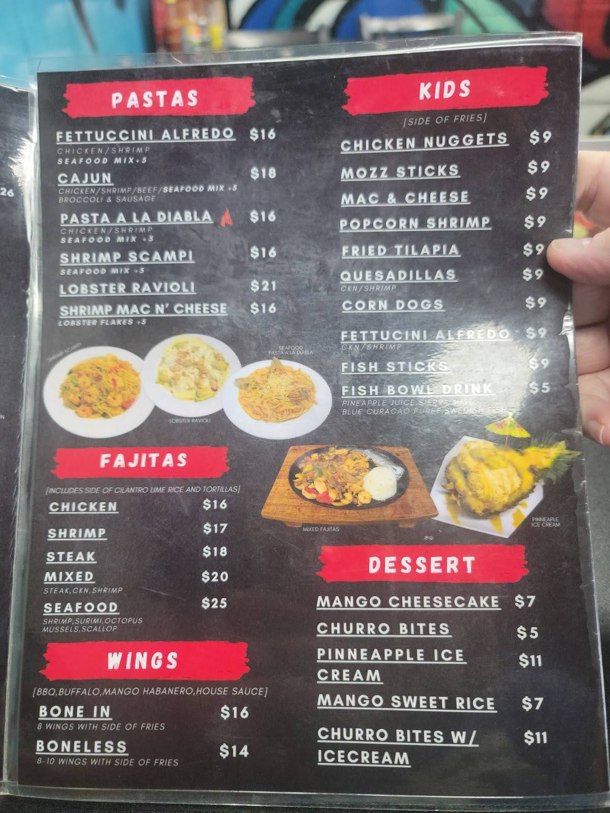 Menu at Mariscos KC restaurant, Olathe