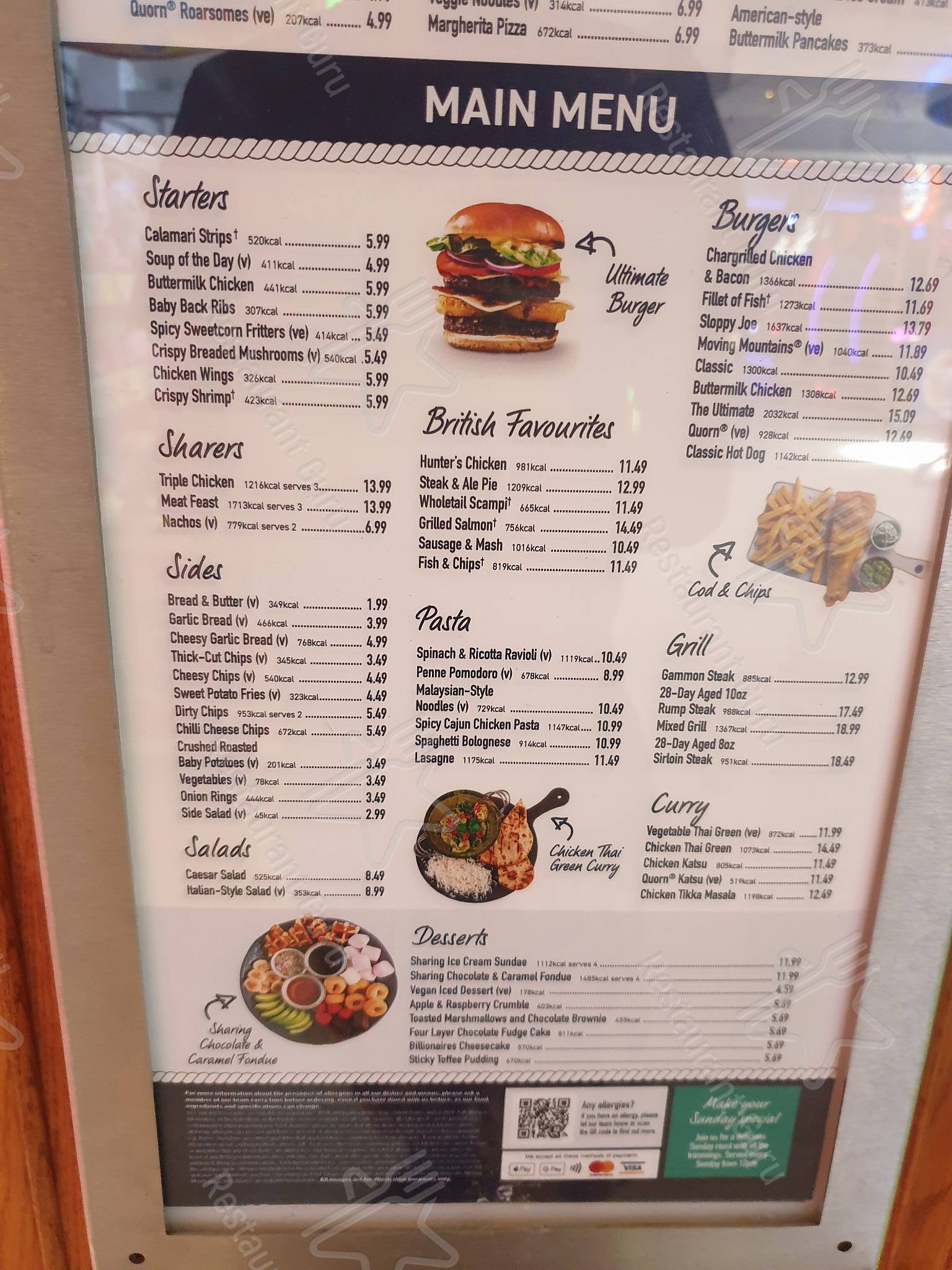 Menu at Mash and Barrel, Prestatyn, Shore Road