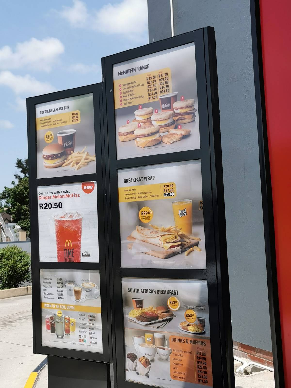 Menu at McDonald's Berea restaurant, Berea, King Dinizulu Rd