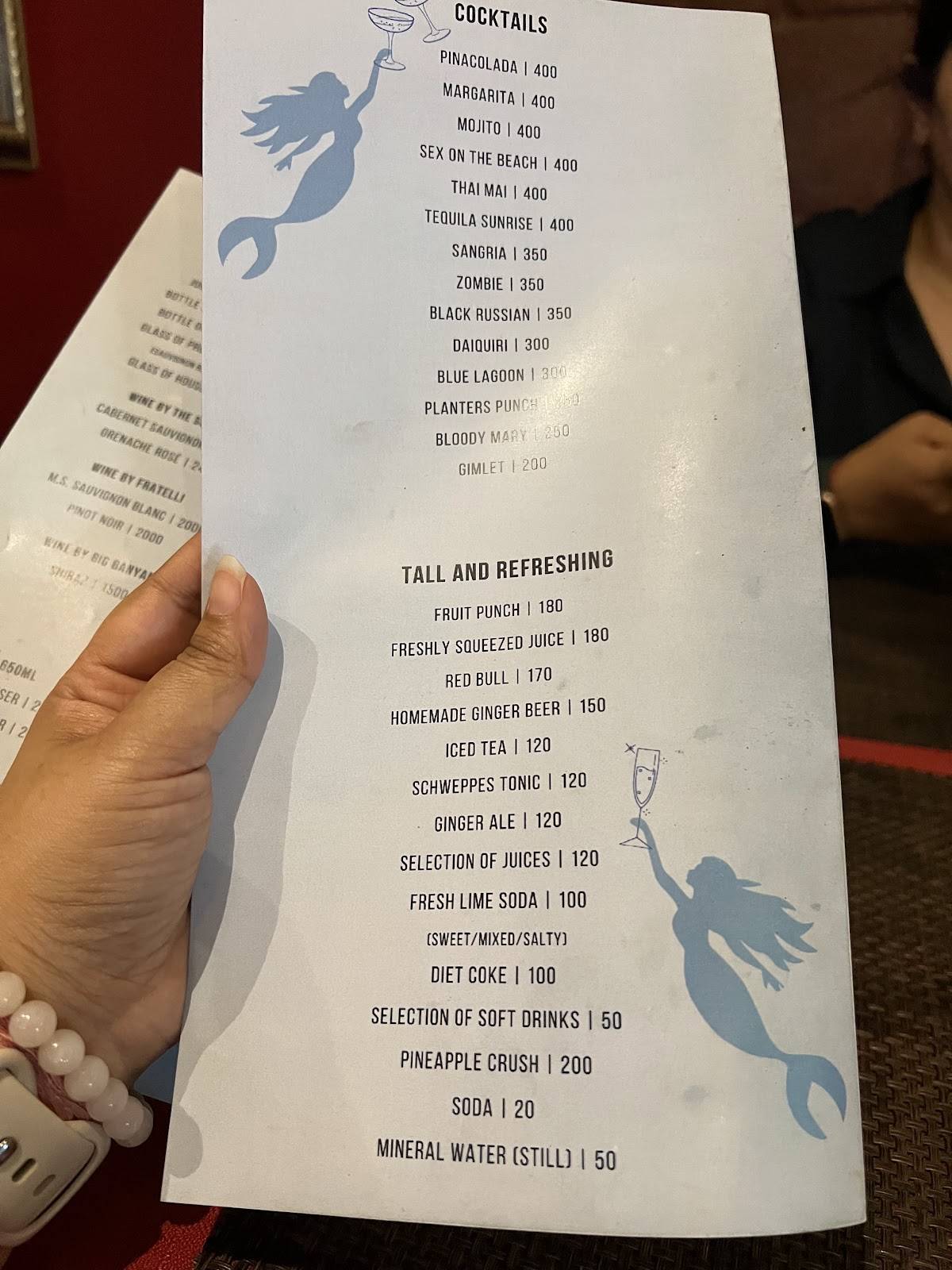 Menu at Mermaid Restaurant, Candolim