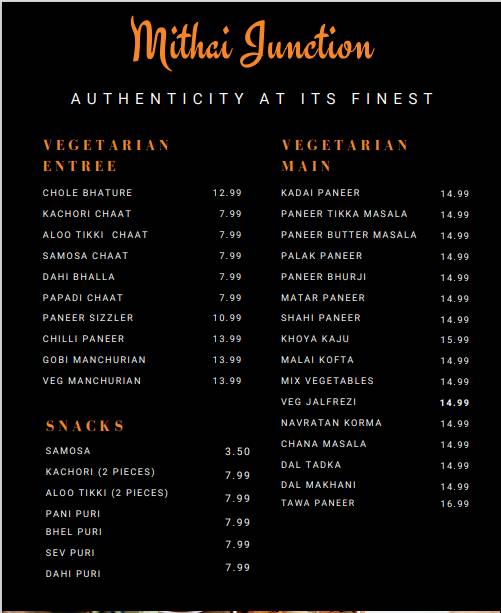 Menu at Tasty Tadka - Indian Restaurant and Sweets, Party Catering, Minto